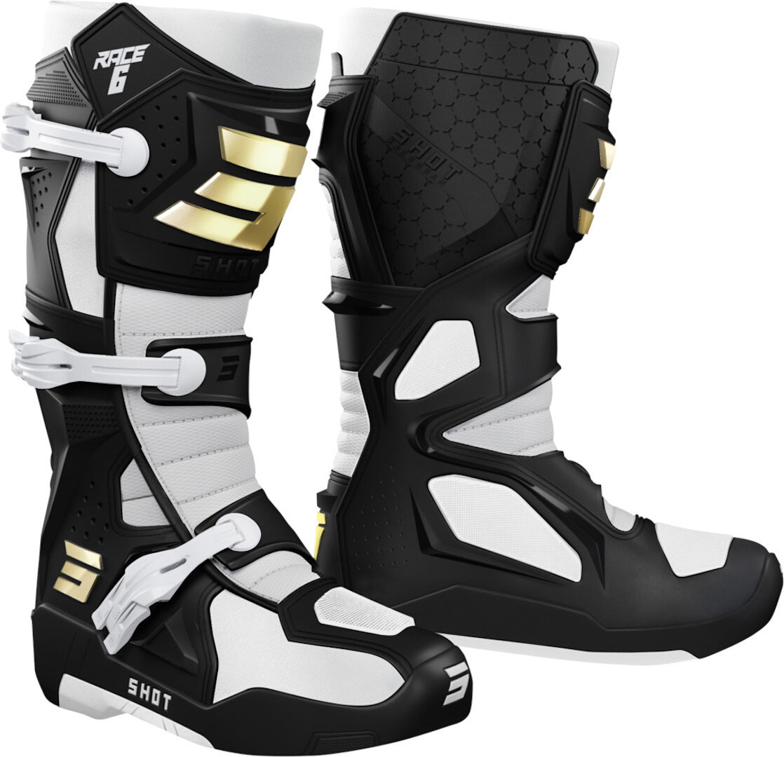 Shot Race 6 Motocross Boots Black/White/Gold | 越野自由